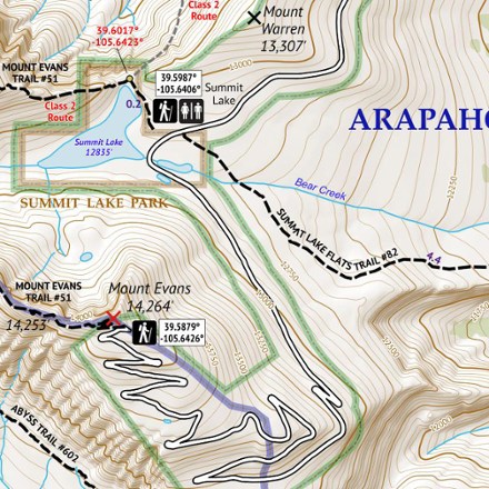 Outdoor Trail Maps Colorado 14ers Series Map - Mount Bierstadt, Mount ...
