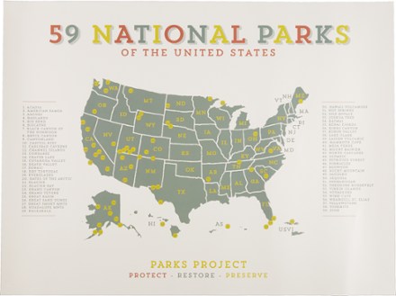 Parks Project Green Acres National Parks Map Poster | REI Co-op